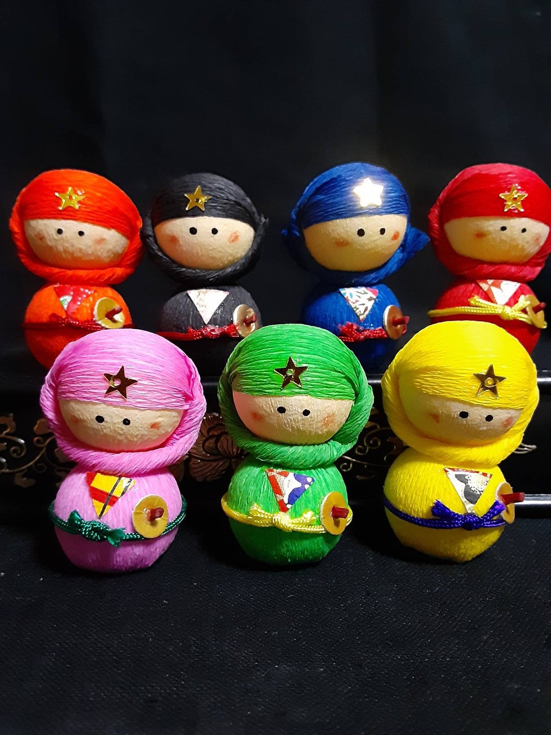 Seven Cute Never Give up Ninja Dolls Made of Paper / Self-righting Doll ...