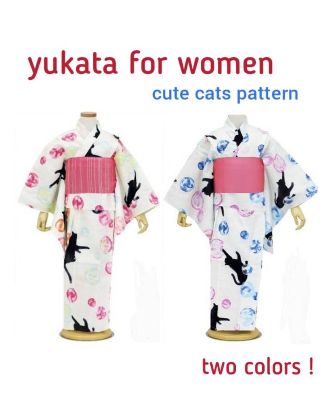 Yukata for Women / Cute Cats Pattern - Etsy