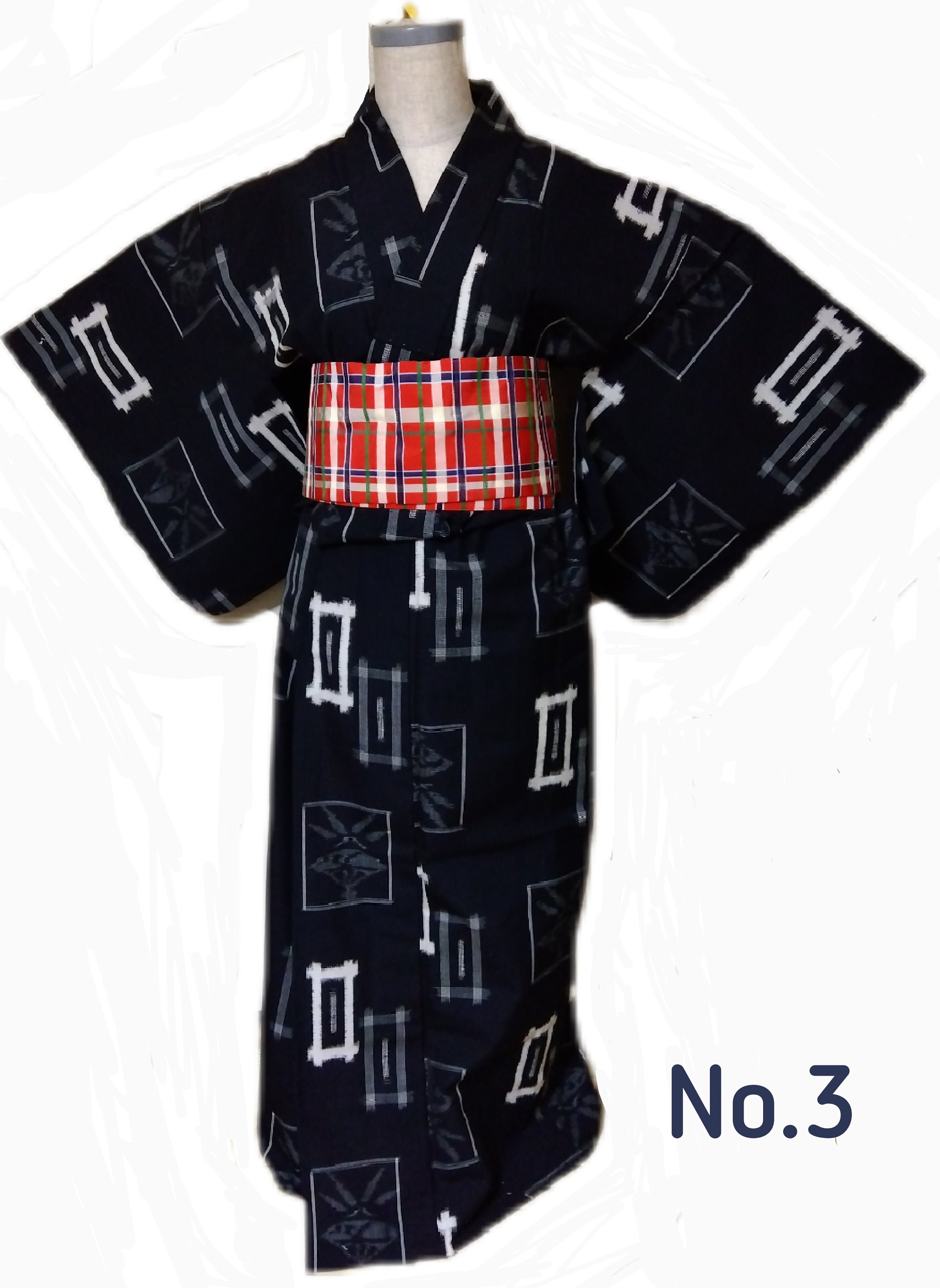 Kasuri Pattern Kimono / Made of Wool - Etsy