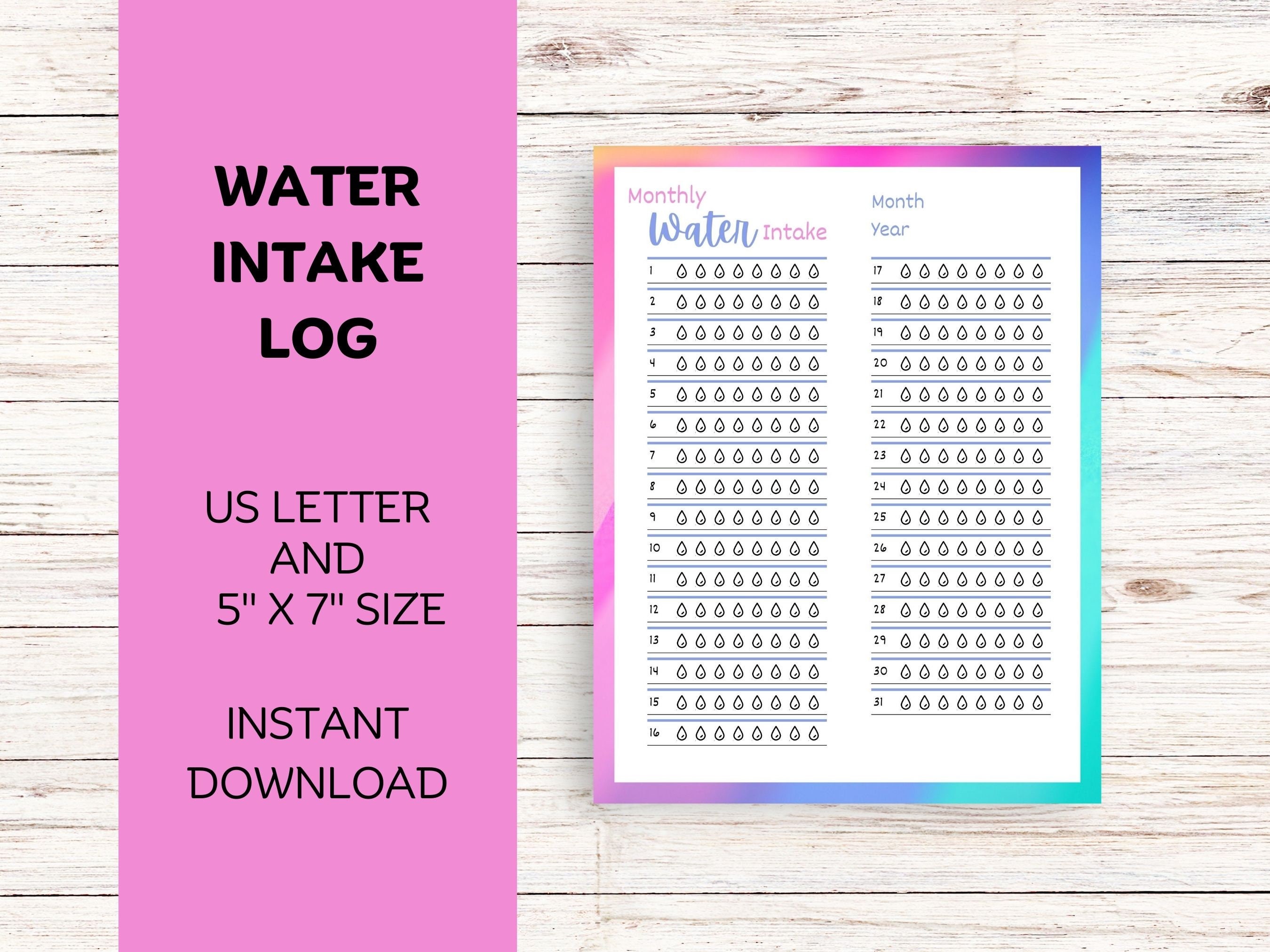 Water Intake Journal INSTANT DOWNLOAD - Track Your Daily, Weekly and ...
