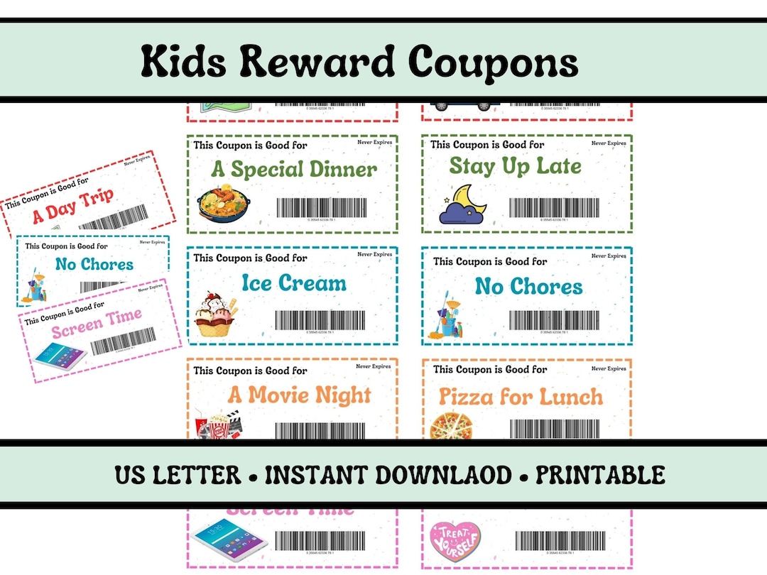 Kids Reward Coupons, Behavior Coupons , Kid Coupons, Rewards, Printable ...
