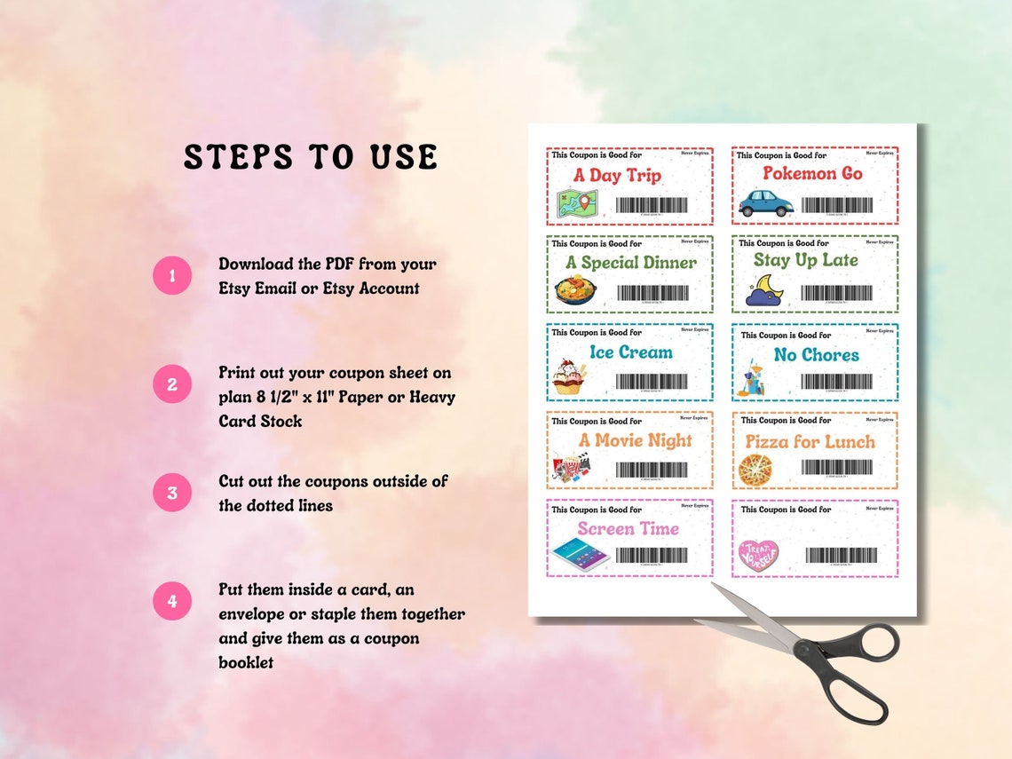 Printable Kids Reward Coupons: Behavior Incentives (digital Download ...