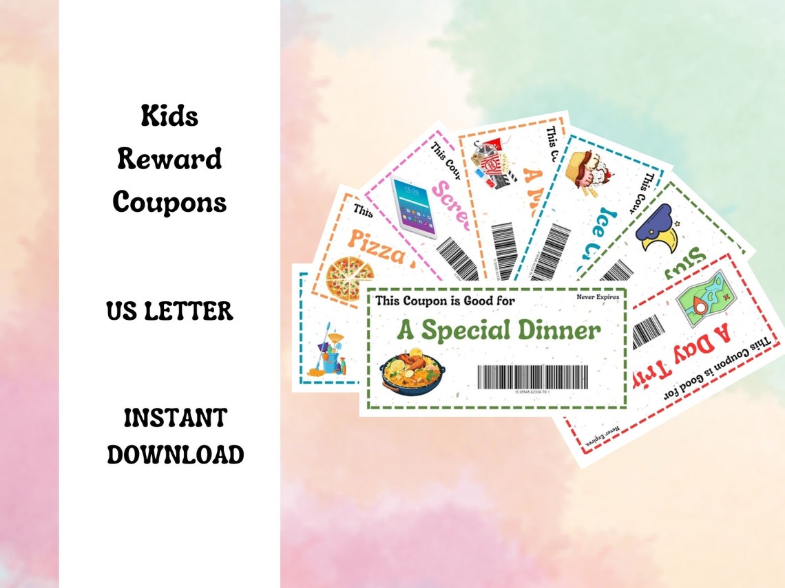 Printable Kids Reward Coupons: Behavior Incentives (digital Download ...