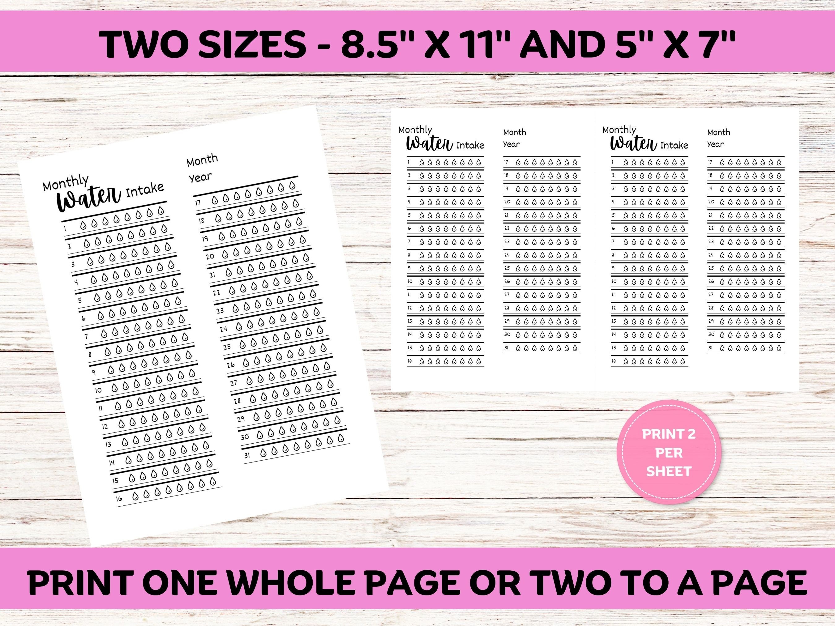 Water Intake Journal INSTANT DOWNLOAD - Track Your Daily, Weekly and ...