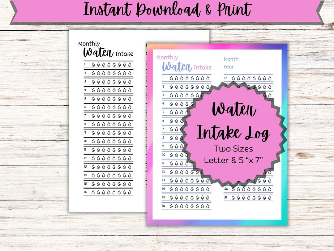 Water Intake Journal INSTANT DOWNLOAD - Track Your Daily, Weekly and ...