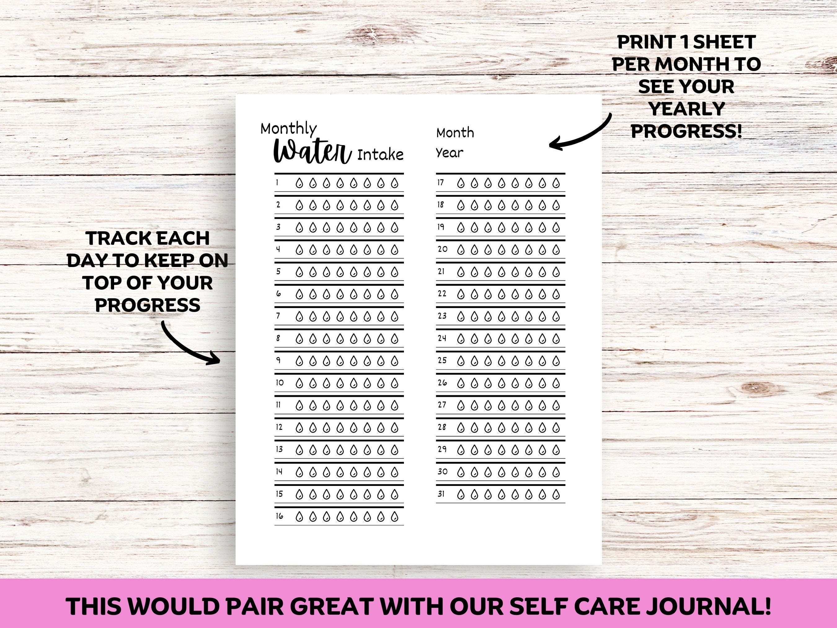 Water Intake Journal INSTANT DOWNLOAD - Track Your Daily, Weekly and ...