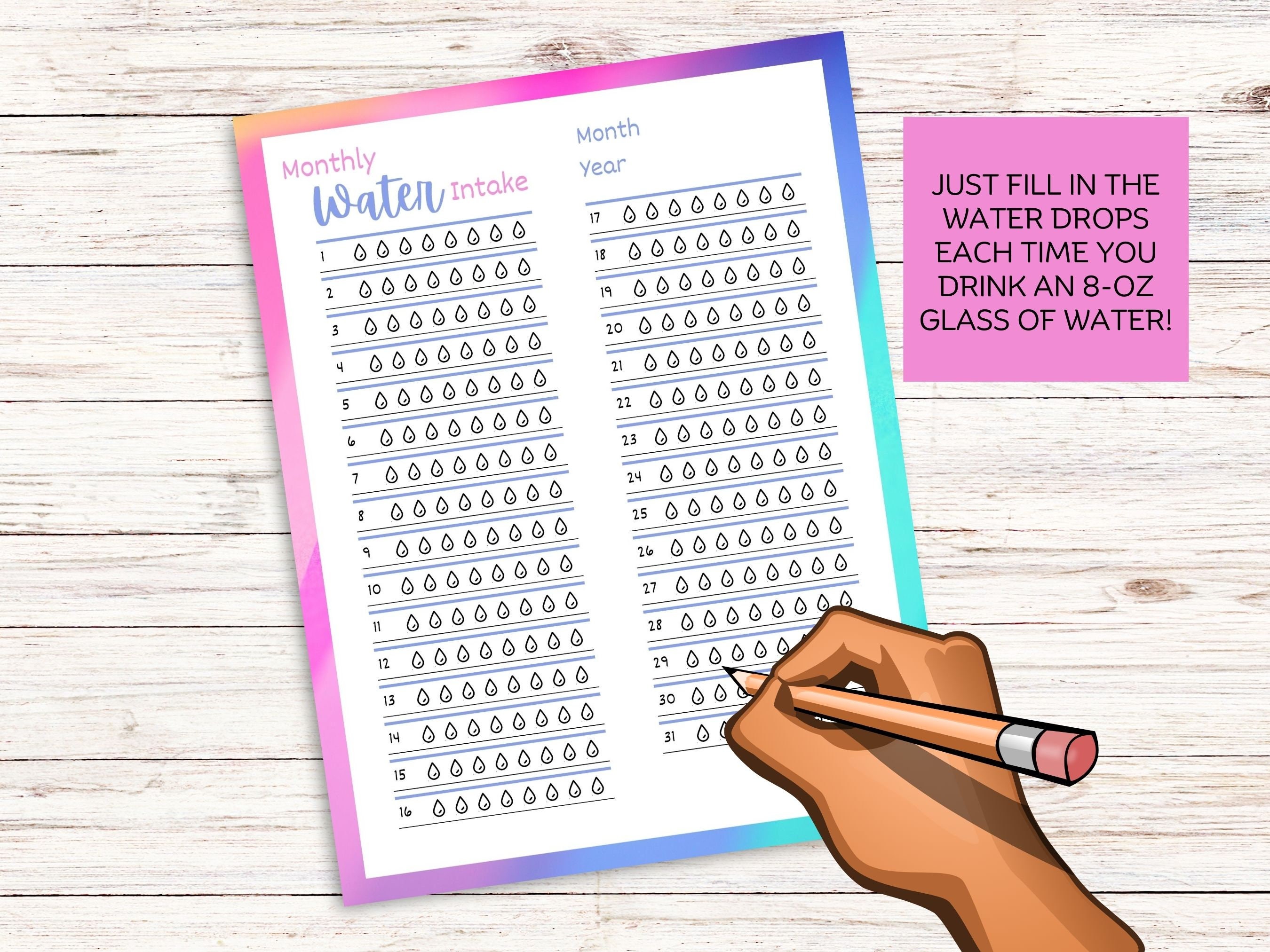 Water Intake Journal INSTANT DOWNLOAD - Track Your Daily, Weekly and ...