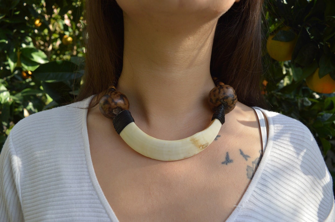 Shamanic Ceremonial Tribal Amulet Necklace Boar's Teeth Açai Seeds ...