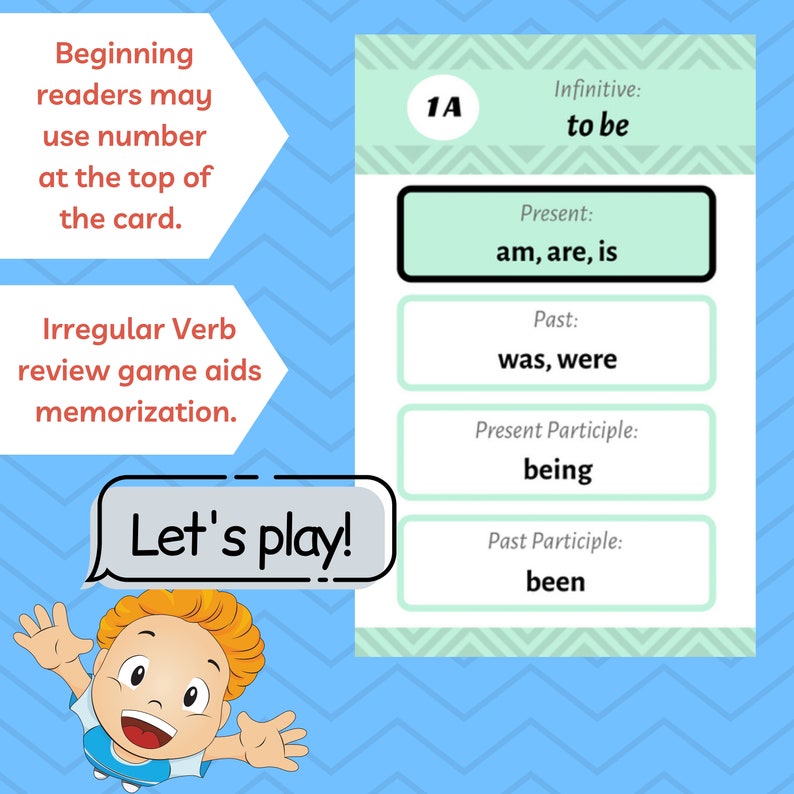 Irregular Verb GO FISH, English Grammar, Grammar Notecards, CC ...