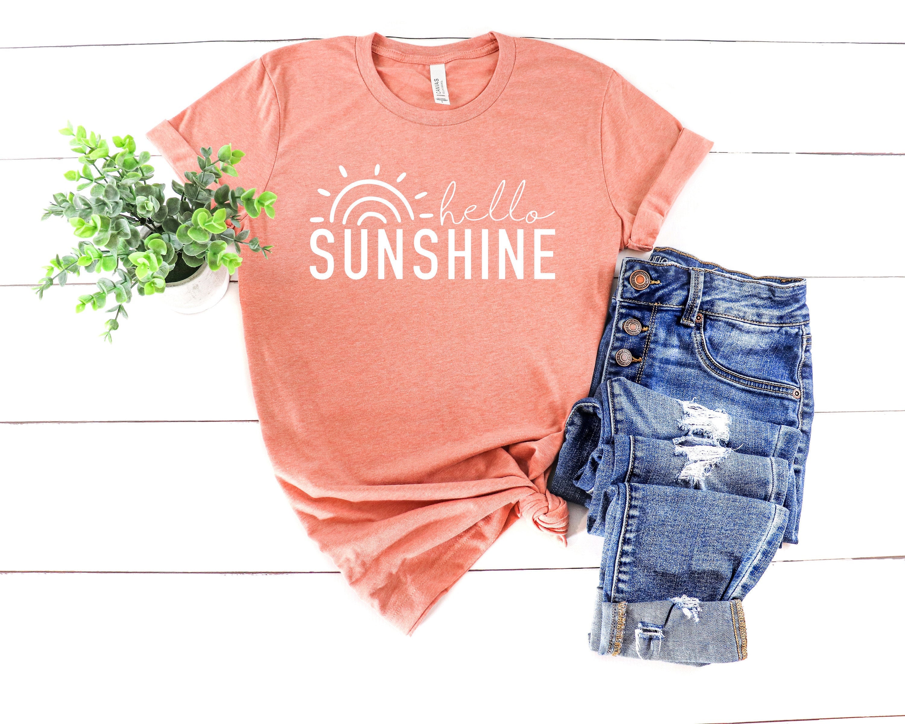 Hello Sunshine T Shirt Positive Vibes Gift Summer T Shirt - Etsy