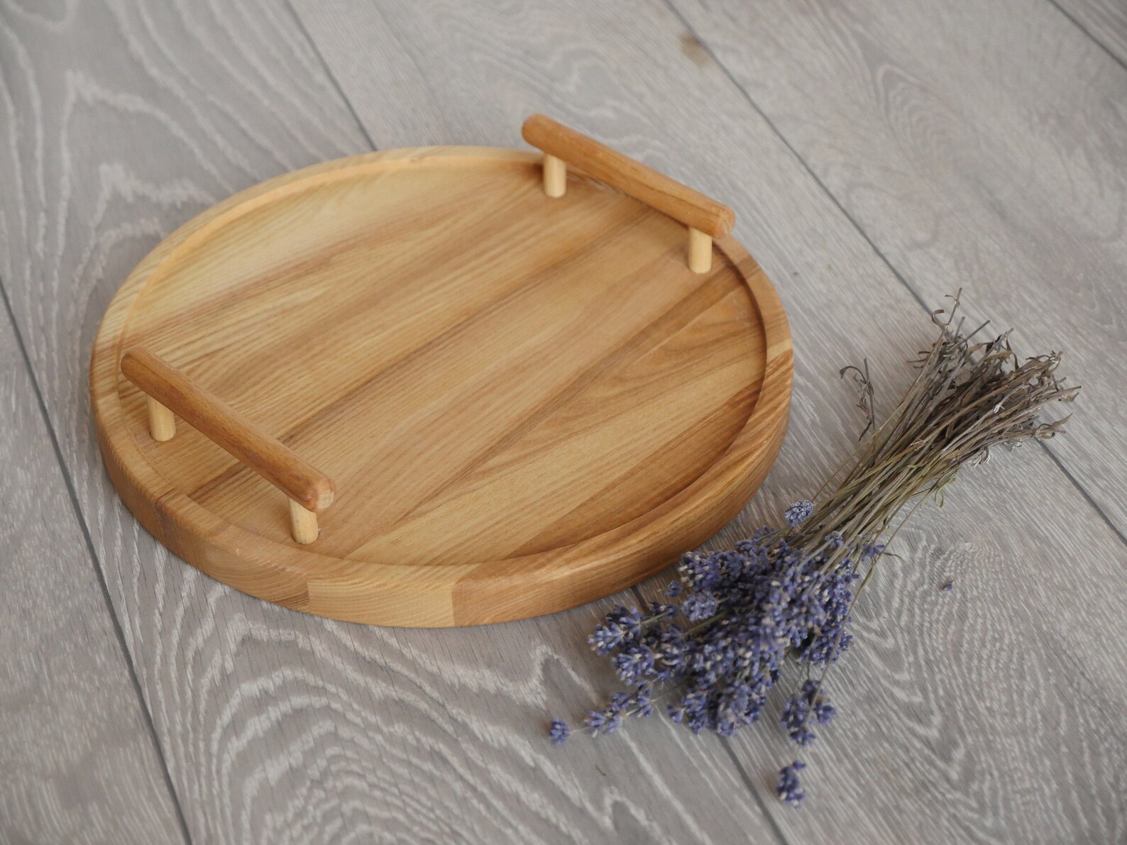 Rundes Holztablett Tablett mit Griffen Couchtischtablett | Etsy
