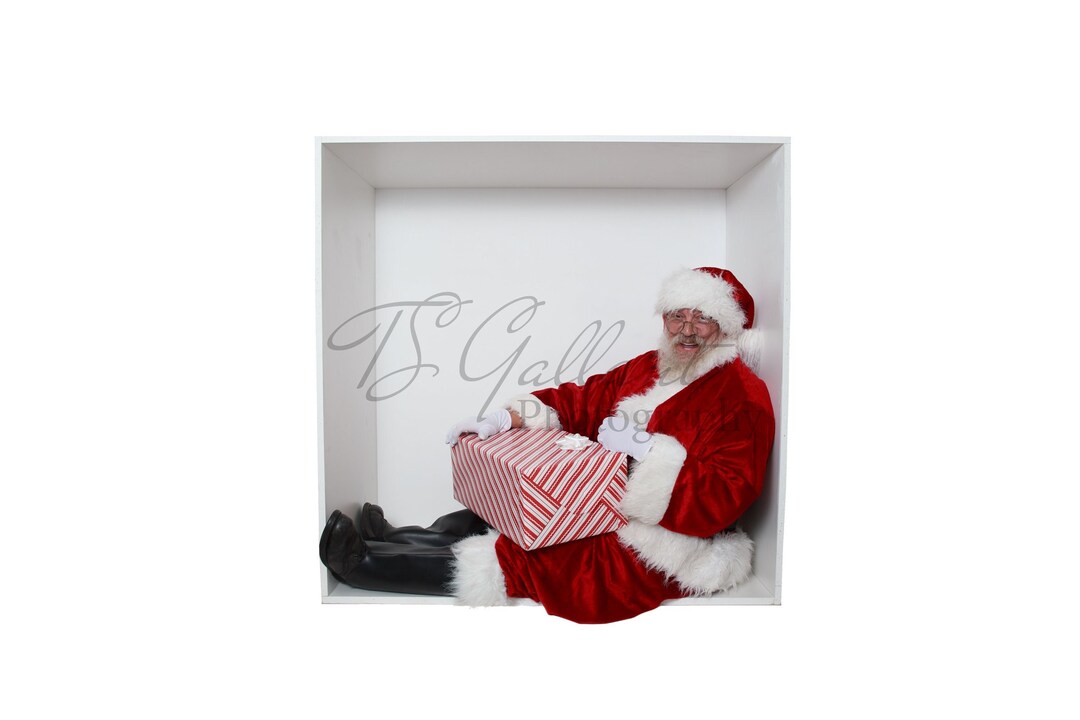 Santa in Box Giving Gift Digital Chirstmas Overlay for "in the Box ...