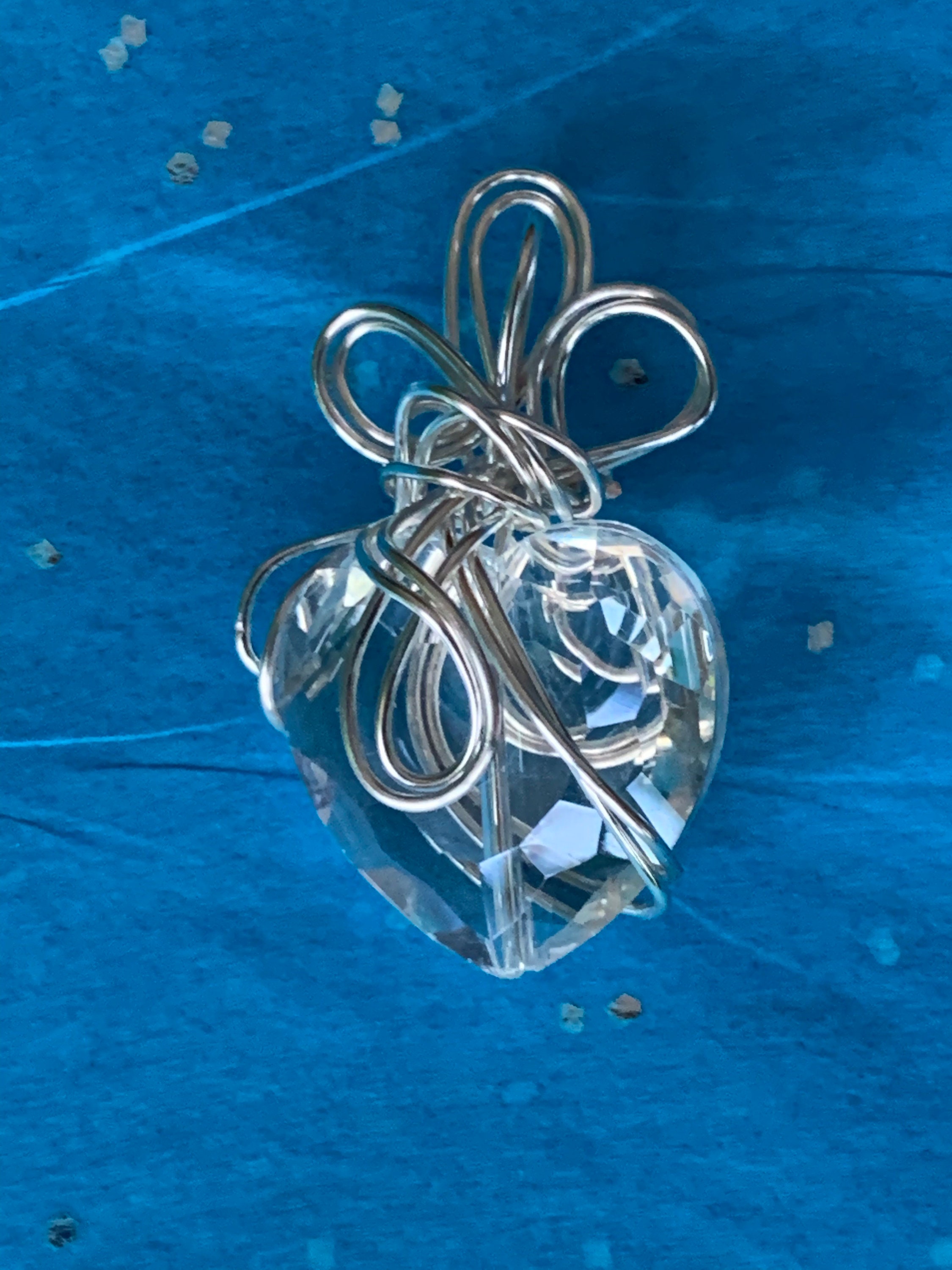 Silver Wire Wrapped Crystal Heart - Etsy