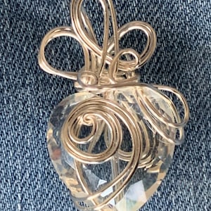 Silver Wire Wrapped Crystal Heart - Etsy