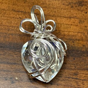 Silver Wire Wrapped Crystal Heart - Etsy