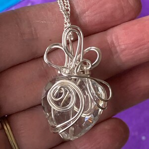 Silver Wire Wrapped Crystal Heart - Etsy