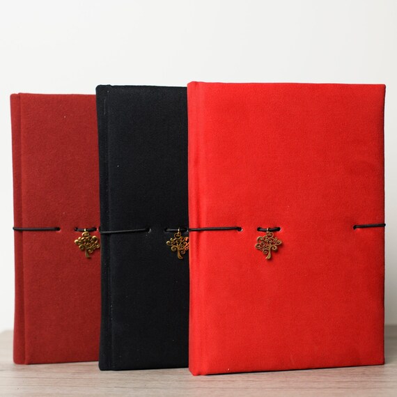 Notebook A5 White Sheets and Gold Border. Cover in Red Black | Etsy