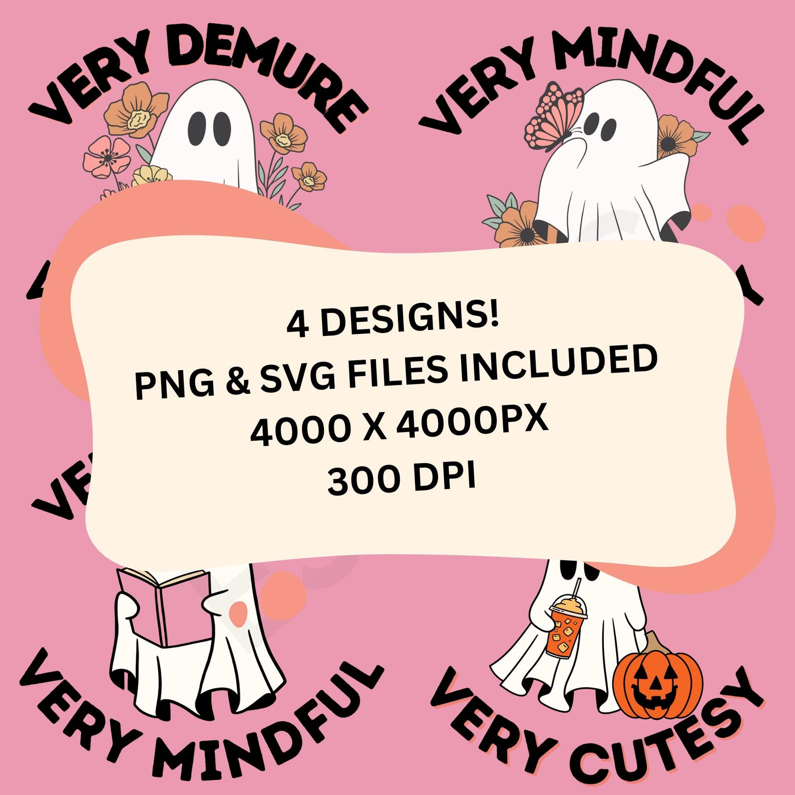 Very Demure, Very Mindful, Very Cutesy, Very Spooky, Png, SVG, Floral ...