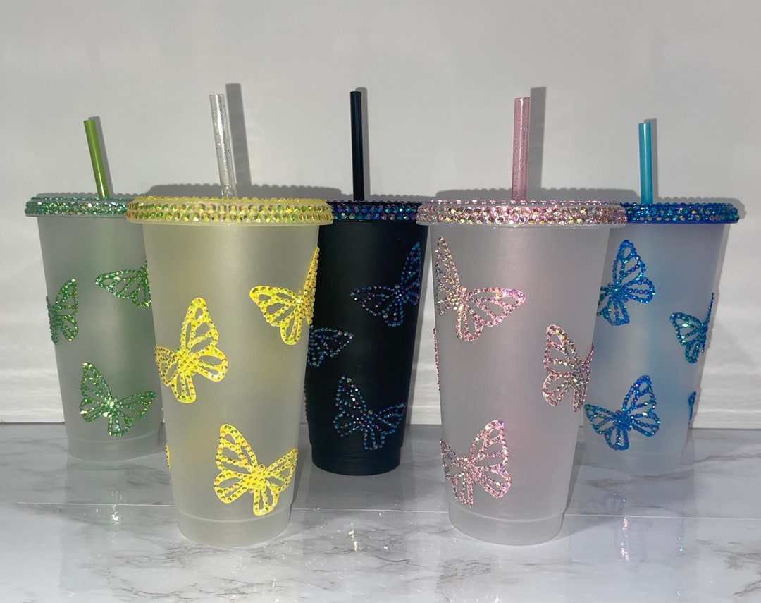 Butterfly Cold Cup Bling Butterfly Cup Rhinestone - Etsy