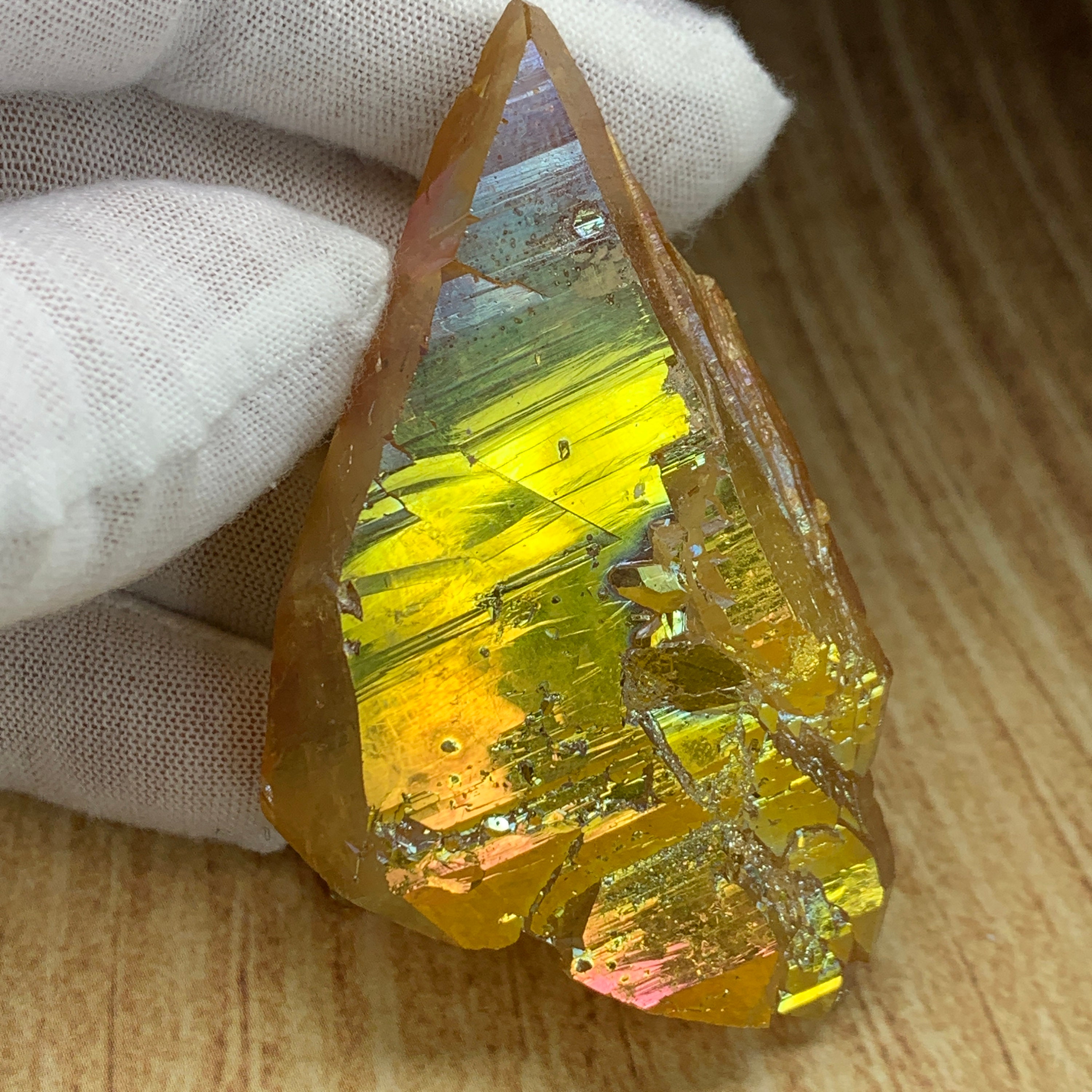Sunset Aura Quartz Rainbow Aura Quartz Stone Point Titanium | Etsy