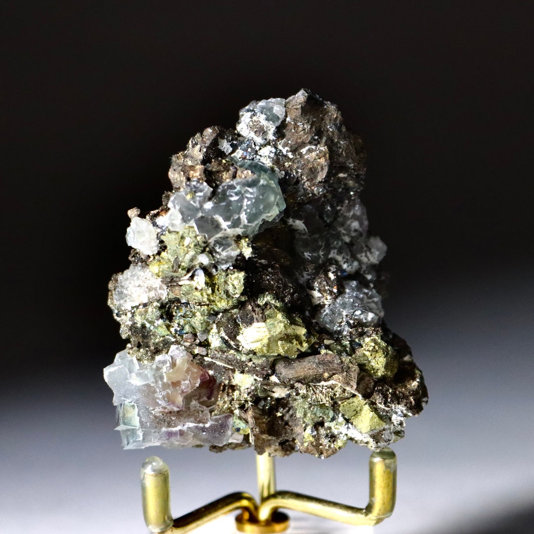 Phantom Fluorite W/ Pyrrhotite & Chalcopyrite | Fluorite Cluster ...