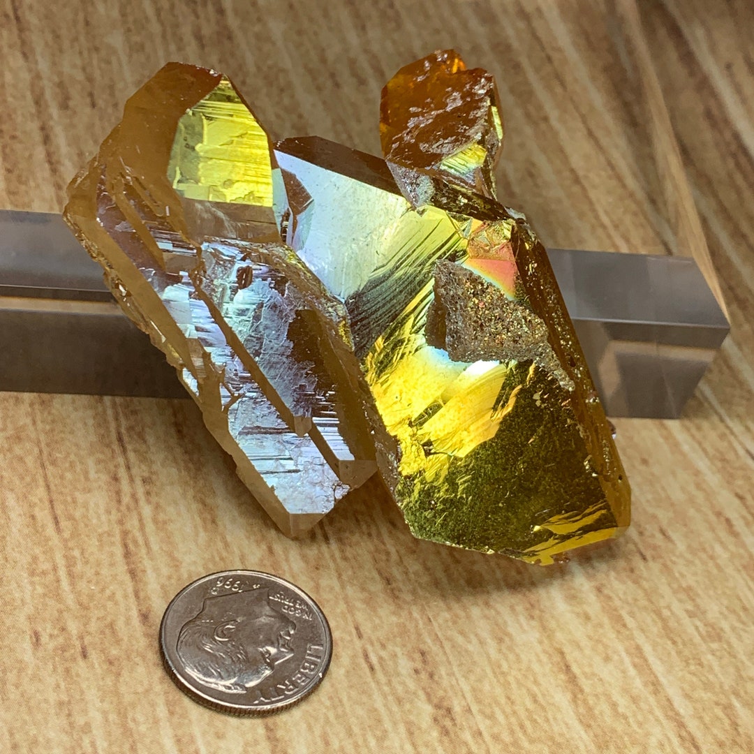 Sunset Aura Quartz | Rainbow Aura Quartz Stone Point Titanium Aura ...