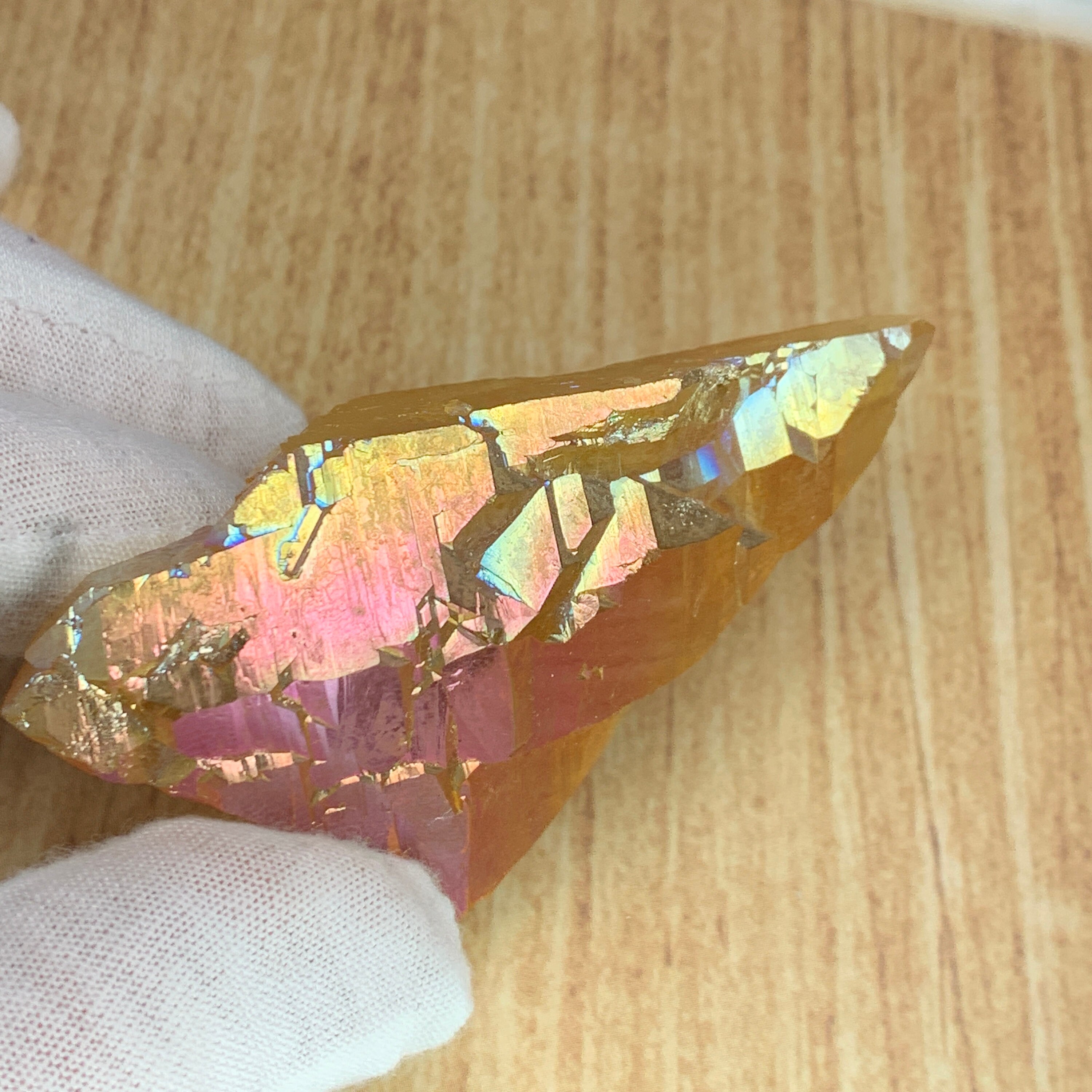 Sunset Aura Quartz Rainbow Aura Quartz Stone Point Titanium | Etsy