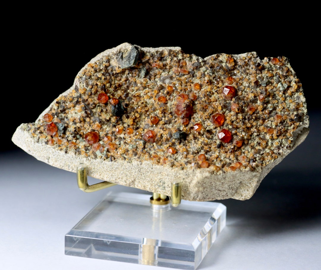 Spessartine Garnet W Smoky Quartz on Matrix |fine Mineral Specimen ...