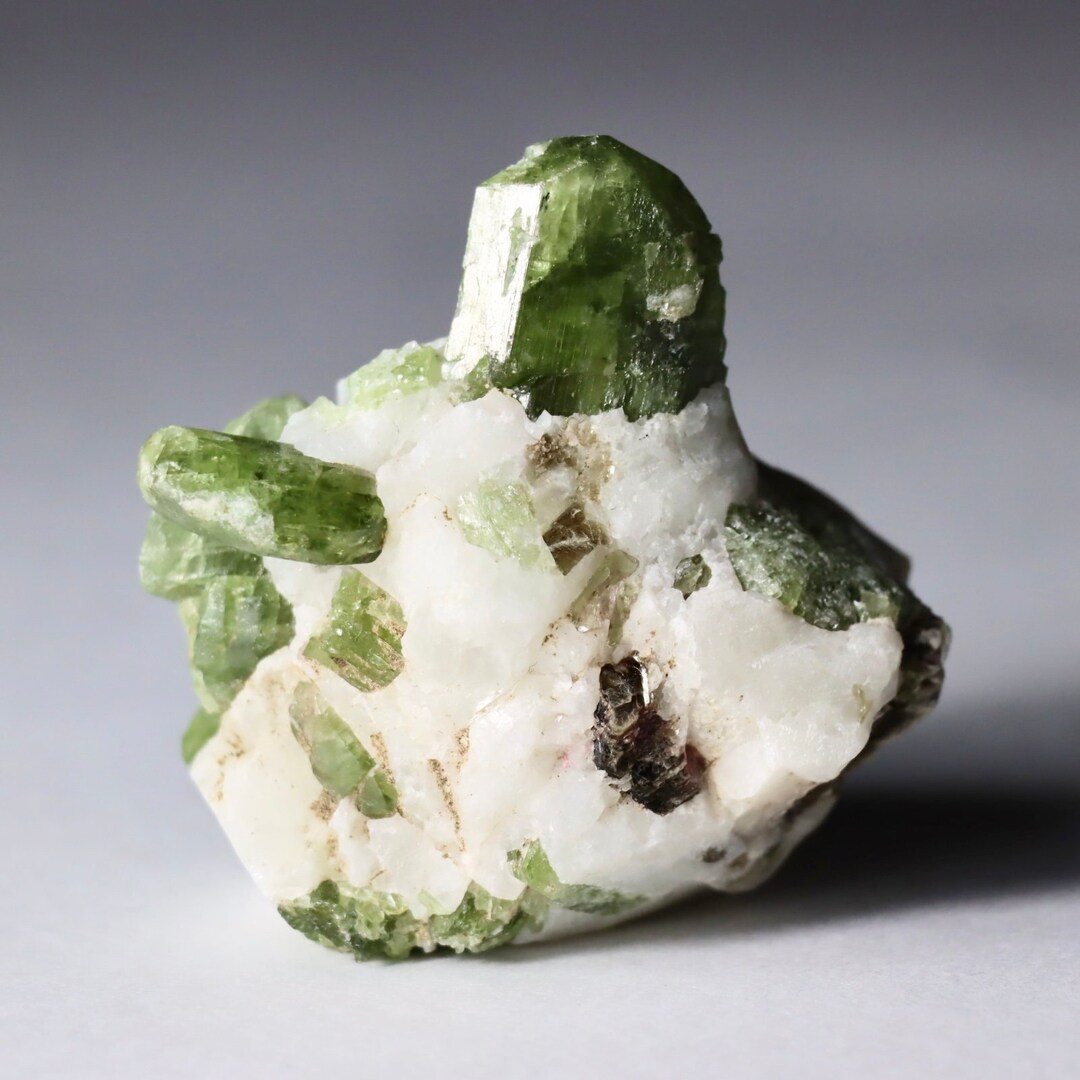 XL Diopside Crystal in Marble W/ Muscovite Natural Diopside Crystal ...
