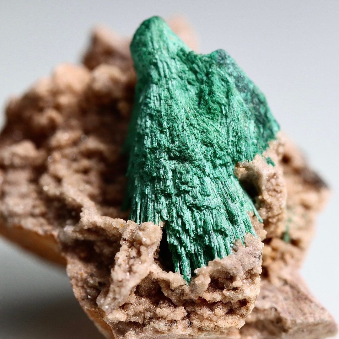 Fibrous Malachite Crystal on Matrix | Natural Malachite Specimen ...