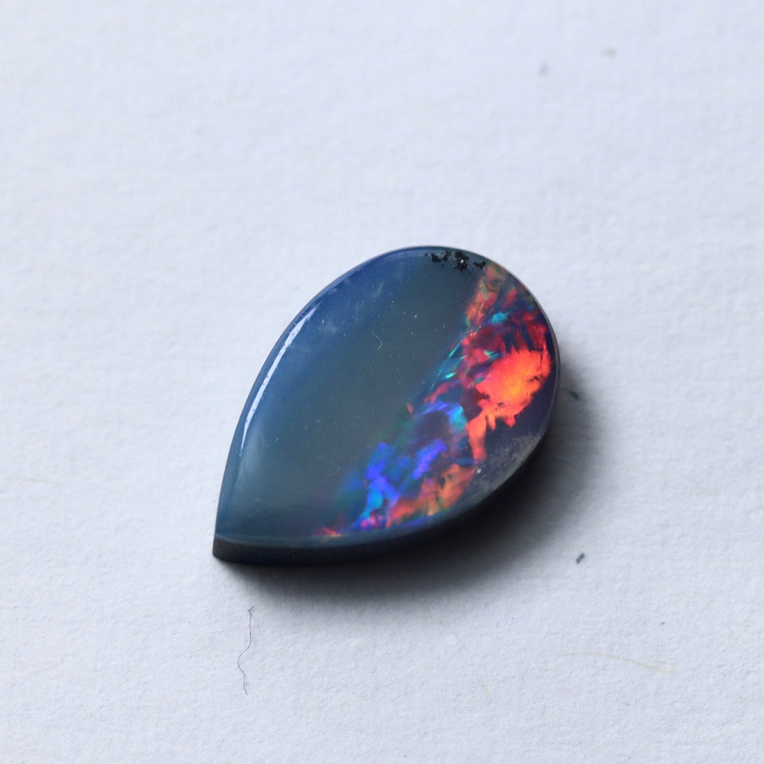 Lightening Ridge Australian Black Opal Doublet Cabochon - Etsy