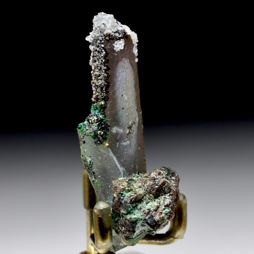 Chrysocolla on Quartz W/ Malachite & Calcite | Raw Quartz Crystal Raw ...