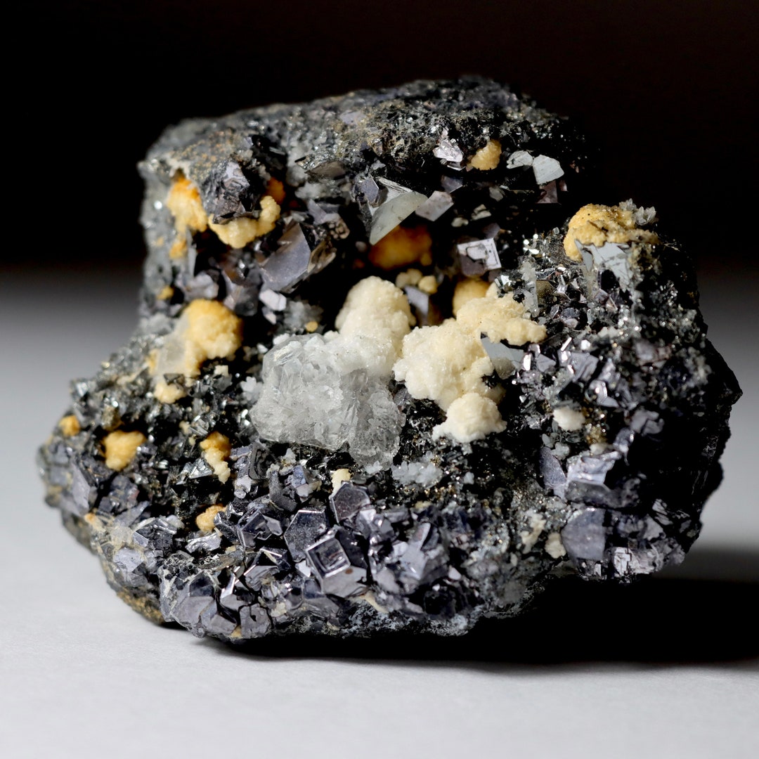 Clear Octahedral Fluorite, Tetrahedrite & Calcite | Natural Fluorite ...