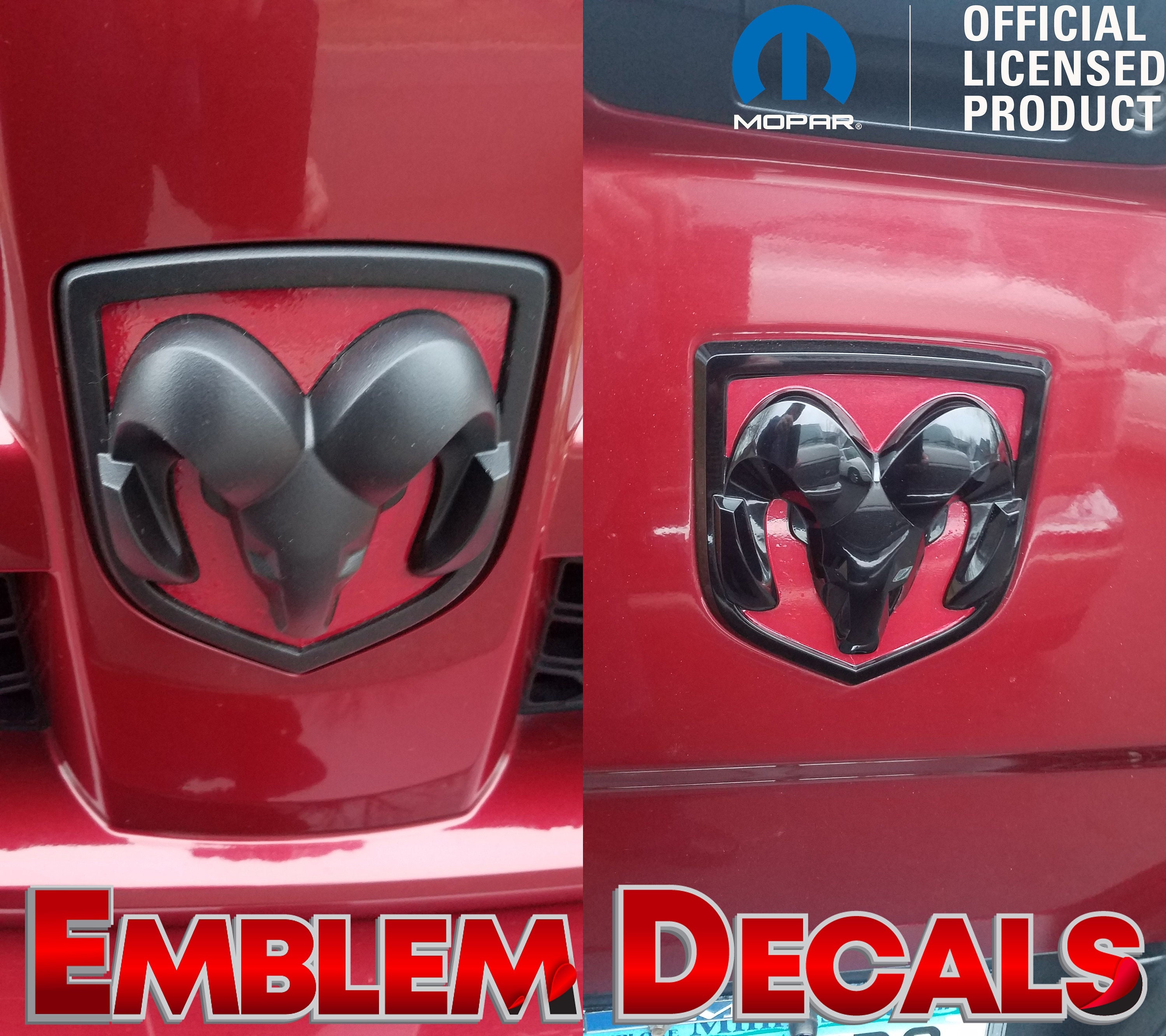 Dodge RAM 1500 Ram Heads Front and Rear Emblem Inlays Decals 2011 2012 ...