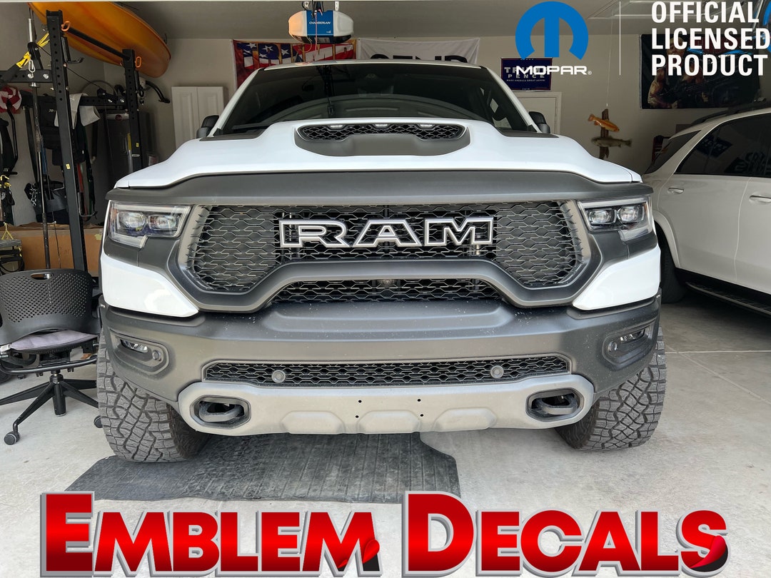Ram 1500 TRX Grill " R A M " Emblem Overlay Decal 2021 2022 2023 2024 ...