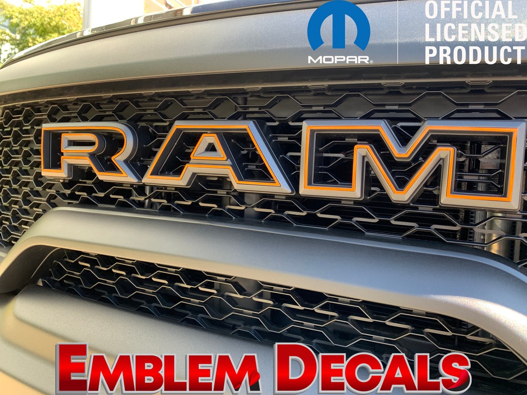 Ram 1500 TRX Grill " R A M " Emblem Overlay Decal 2021 2022 2023 2024 ...