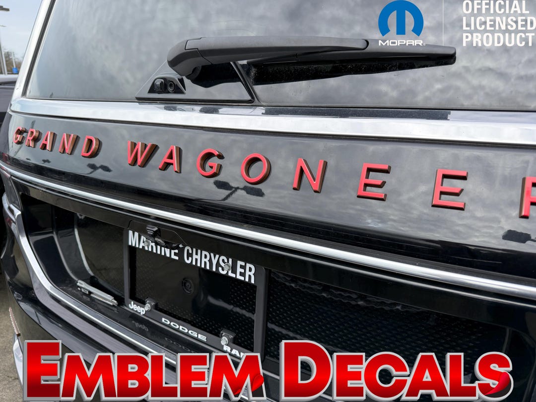 Jeep GRAND WAGONEER Rear Hatch Emblems Overlay Decal 2022 2023 2024 ...