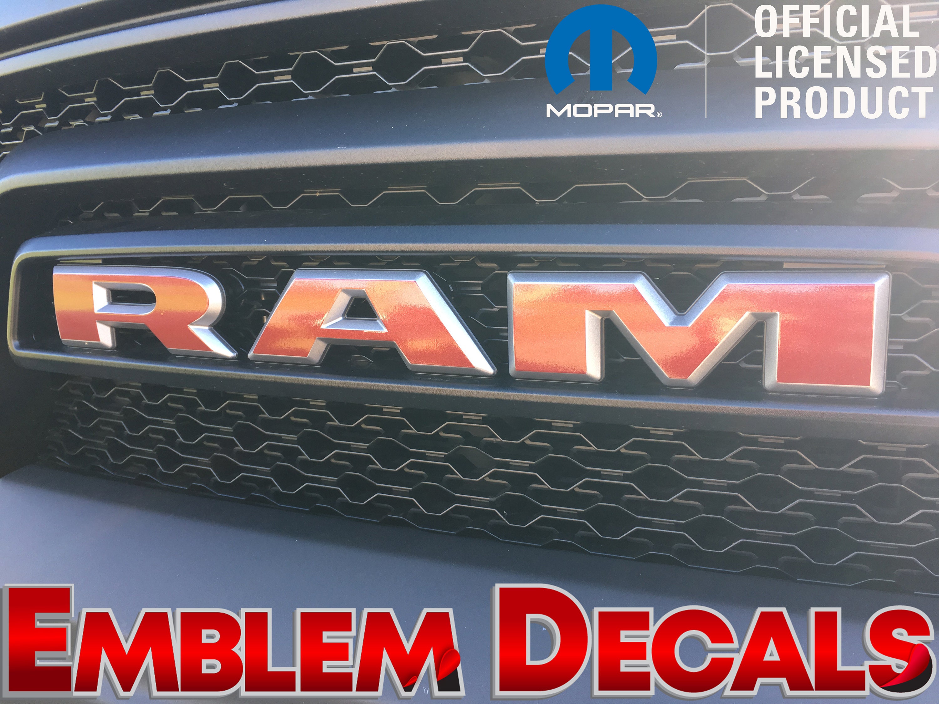 RAM 1500 Grill Emblem Decals REBEL 2019 2020 2021 2022 2023 2024 Solid ...