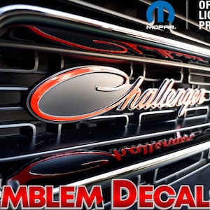 Dodge Challenger 70's Script Grill Emblem Decal 2015 2016 2017 2018 ...