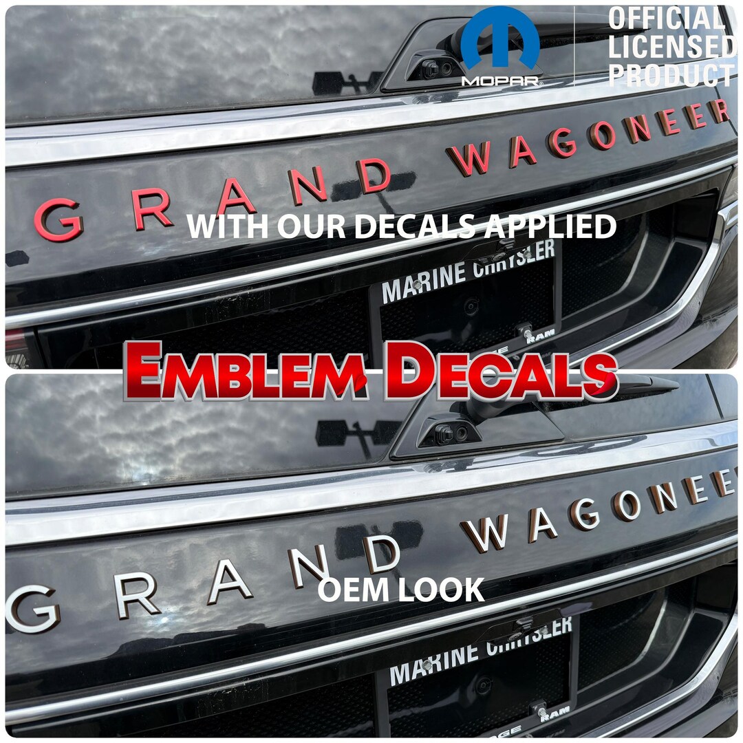 Jeep GRAND WAGONEER Rear Hatch Emblems Overlay Decal 2022 2023 2024 ...