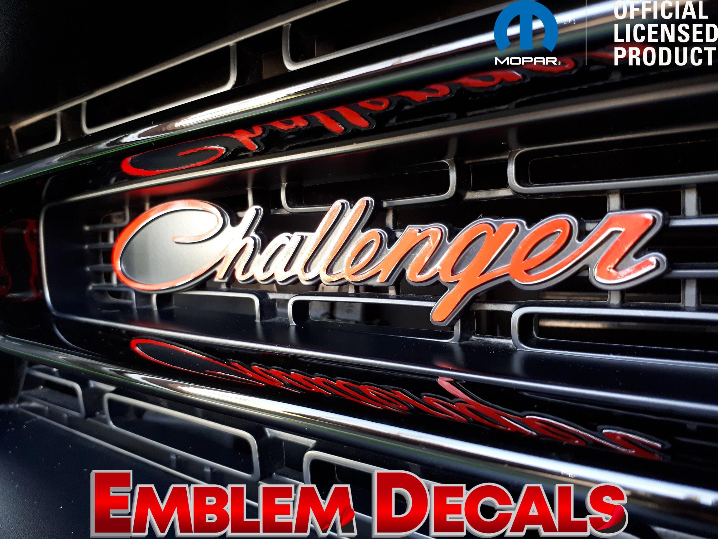 Dodge Challenger WIDEBODY 70's Script Grill Emblem Decal 2015 2016 2017 ...