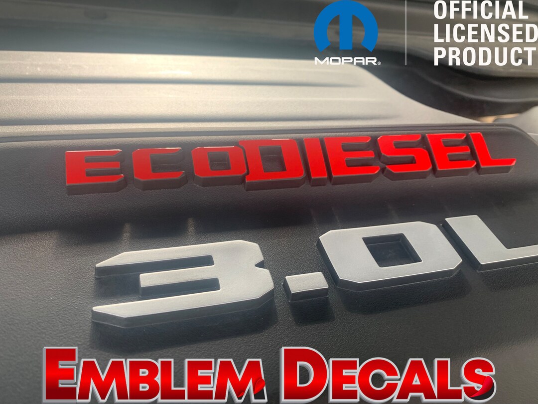 Ram 1500 Ecodiesel 3.0L Engine Cover & RAD Decal Overlay 2019 2020 2021 ...