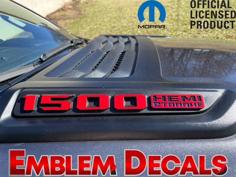 Ram 1500 DT " 1500 HEMI Etorque " Sport Hood Emblems Overlay Decal 2021 ...