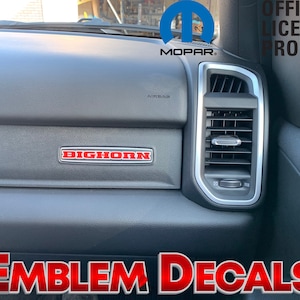 Ram 1500 DT BIGHORN DASH Emblem Decal Overlay Decal 2019 2020 2021 2022 ...