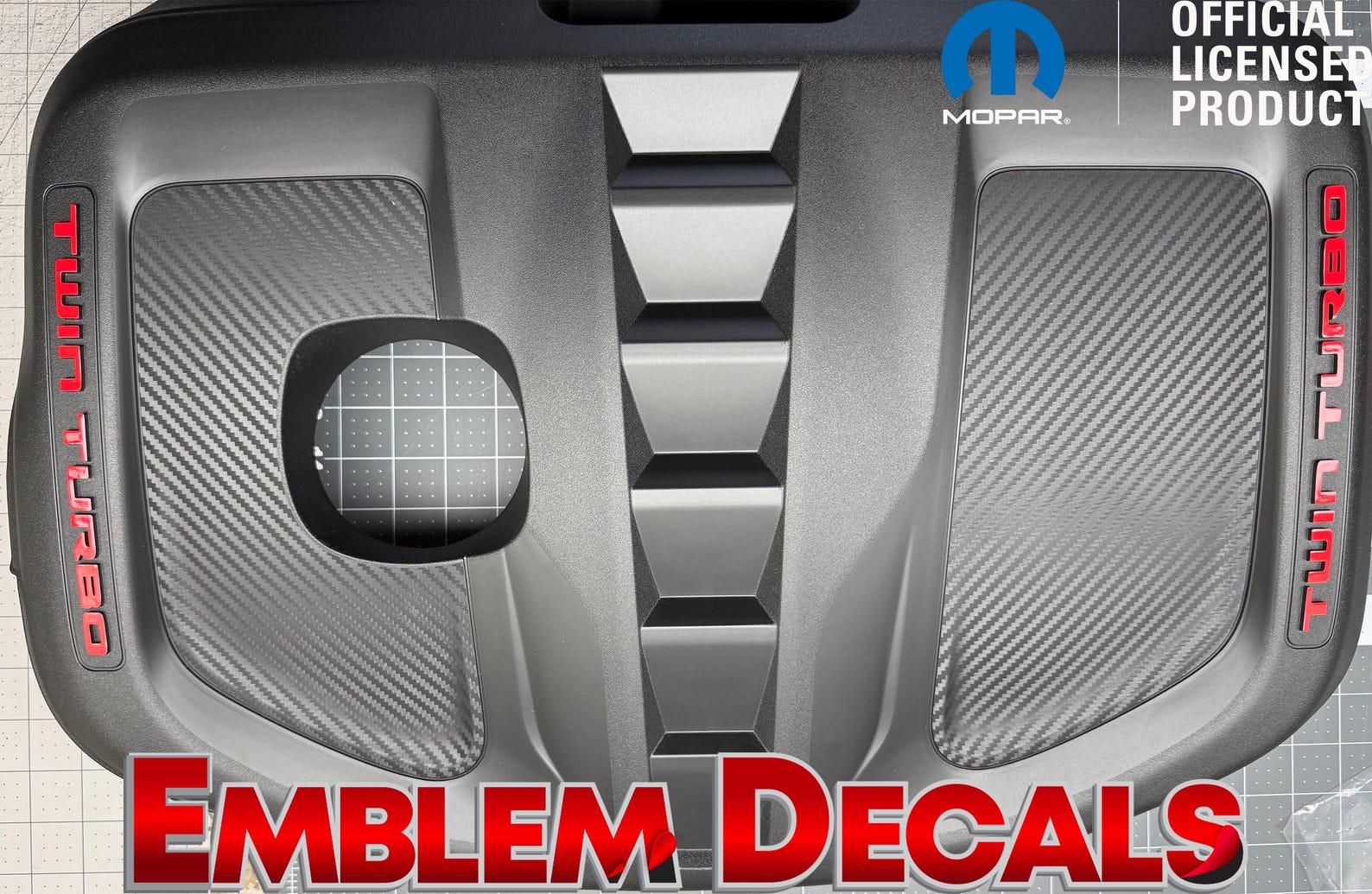 Ram 1500 RHO Twin Turbo Engine Cover Overlay Decal With Center Stripe ...