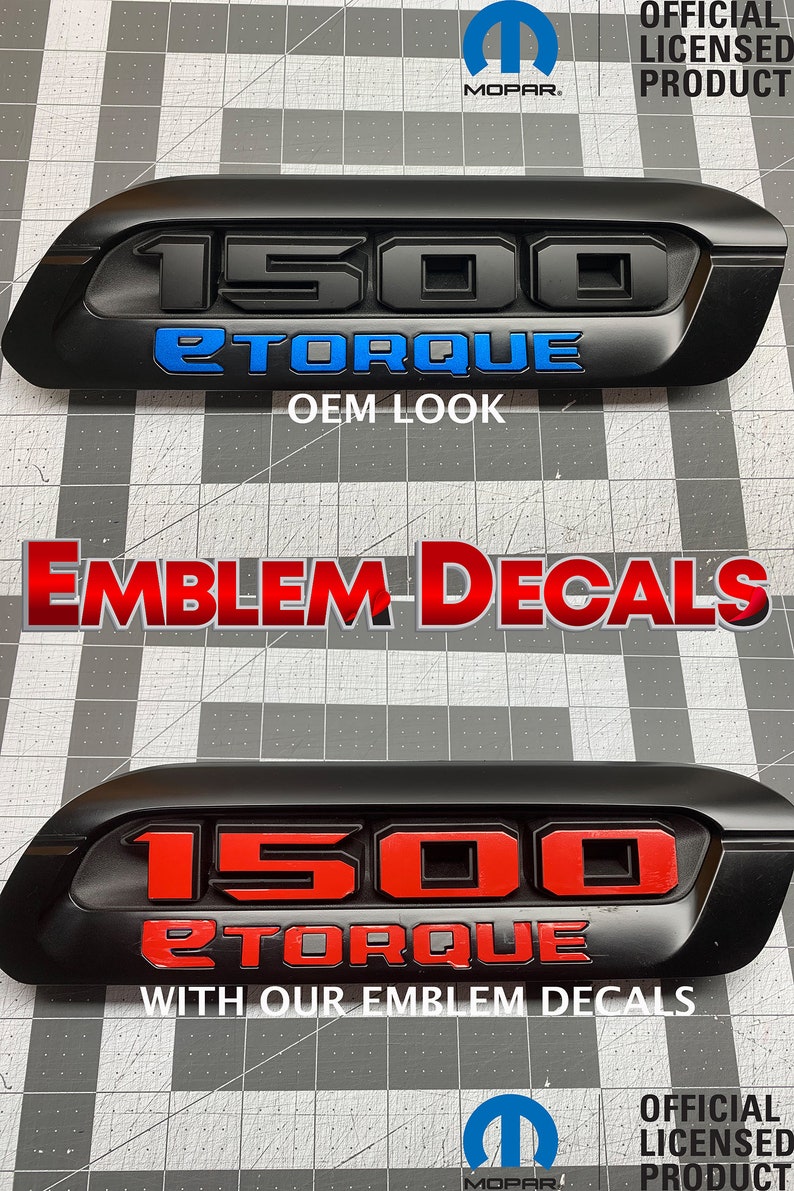 RAM 1500 DT " 1500 ETORQUE " Hood Emblems Overlay Decal 2021 2022 2023 ...