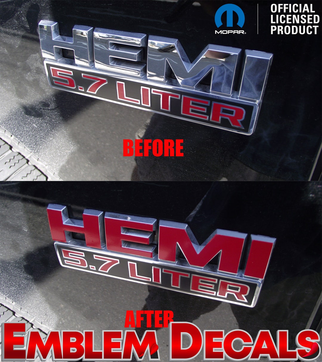RAM 1500 4x4 "hemi" 5.7liter Emblem Decals 2013 2014 2015 2016 2017 ...