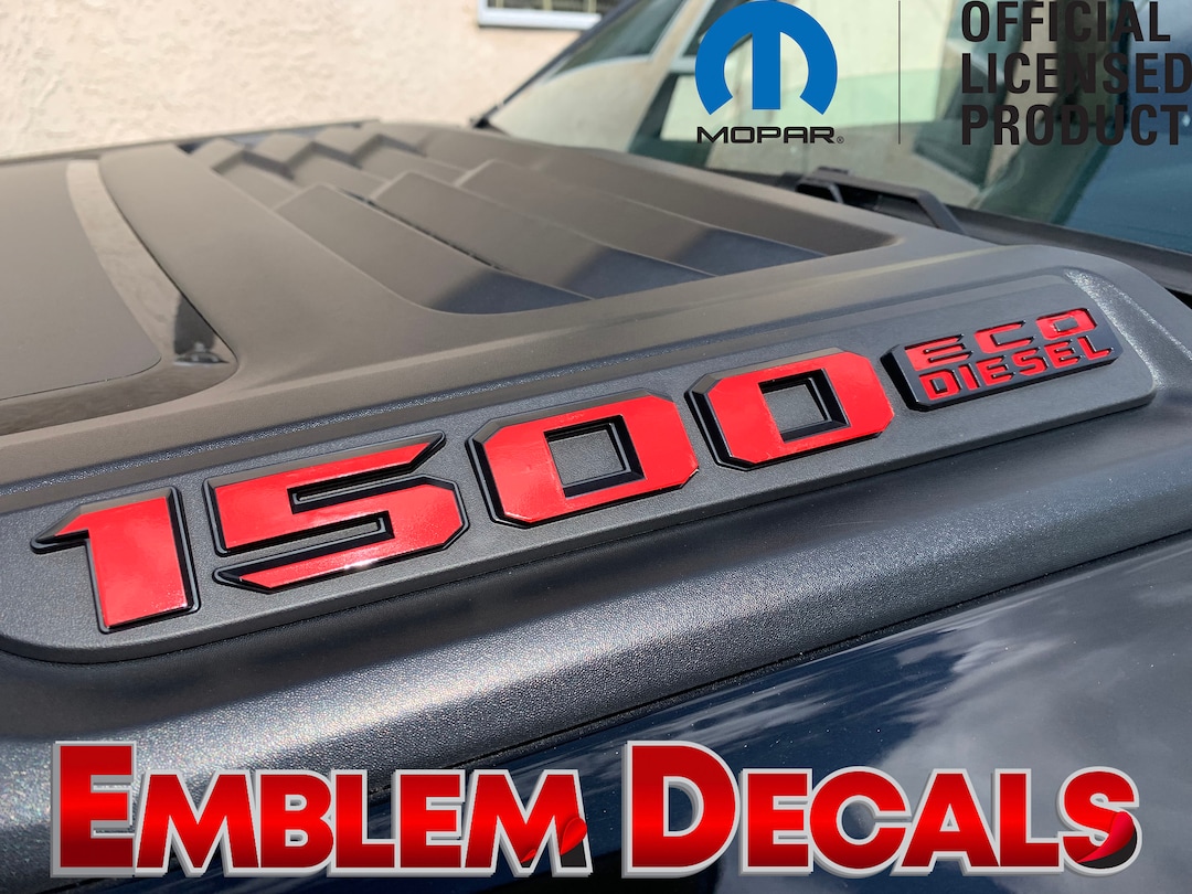 Ram 1500 DT " 1500 ECO DIESEL " Rebel Sport Hood Emblems Overlay Decal ...