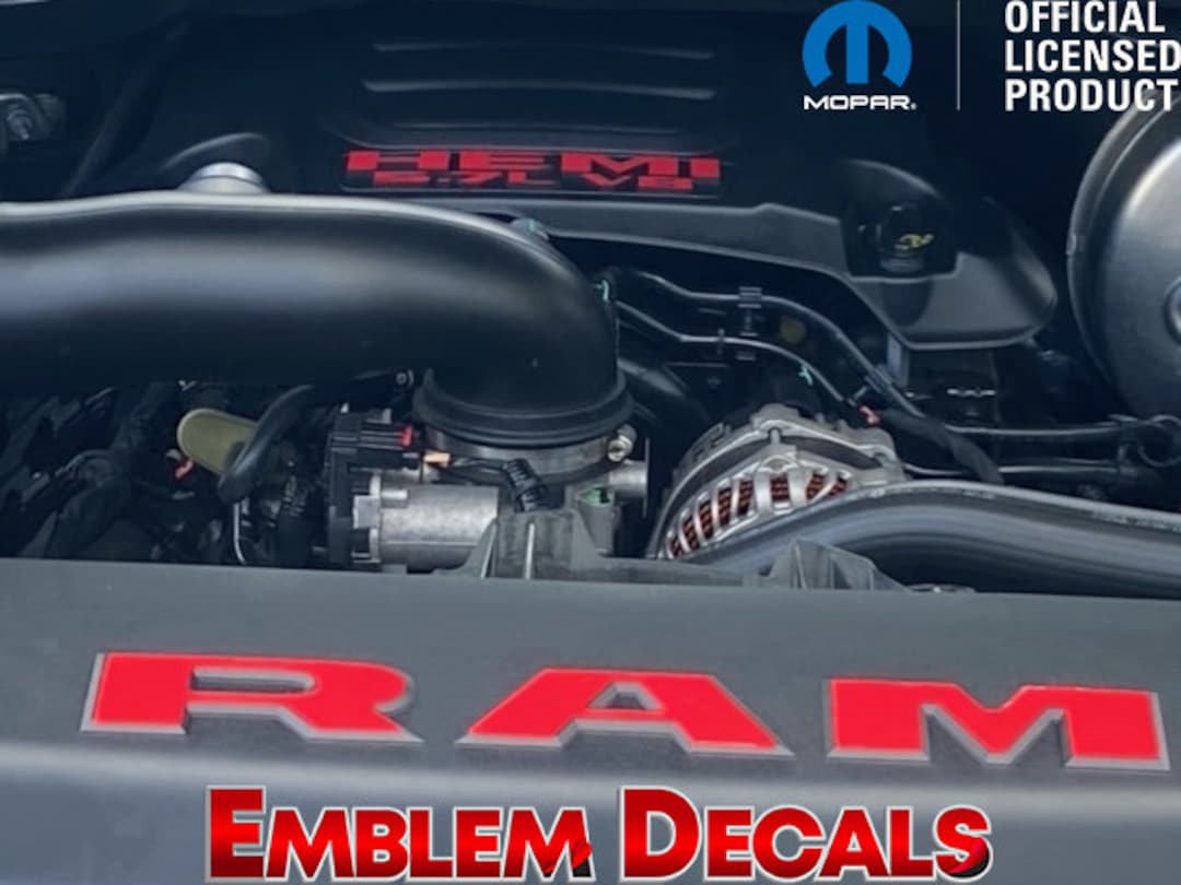 Ram 1500 5.7L V8 DT Engine & RAD Decal Overlay Decal 2019 2020 2021 ...