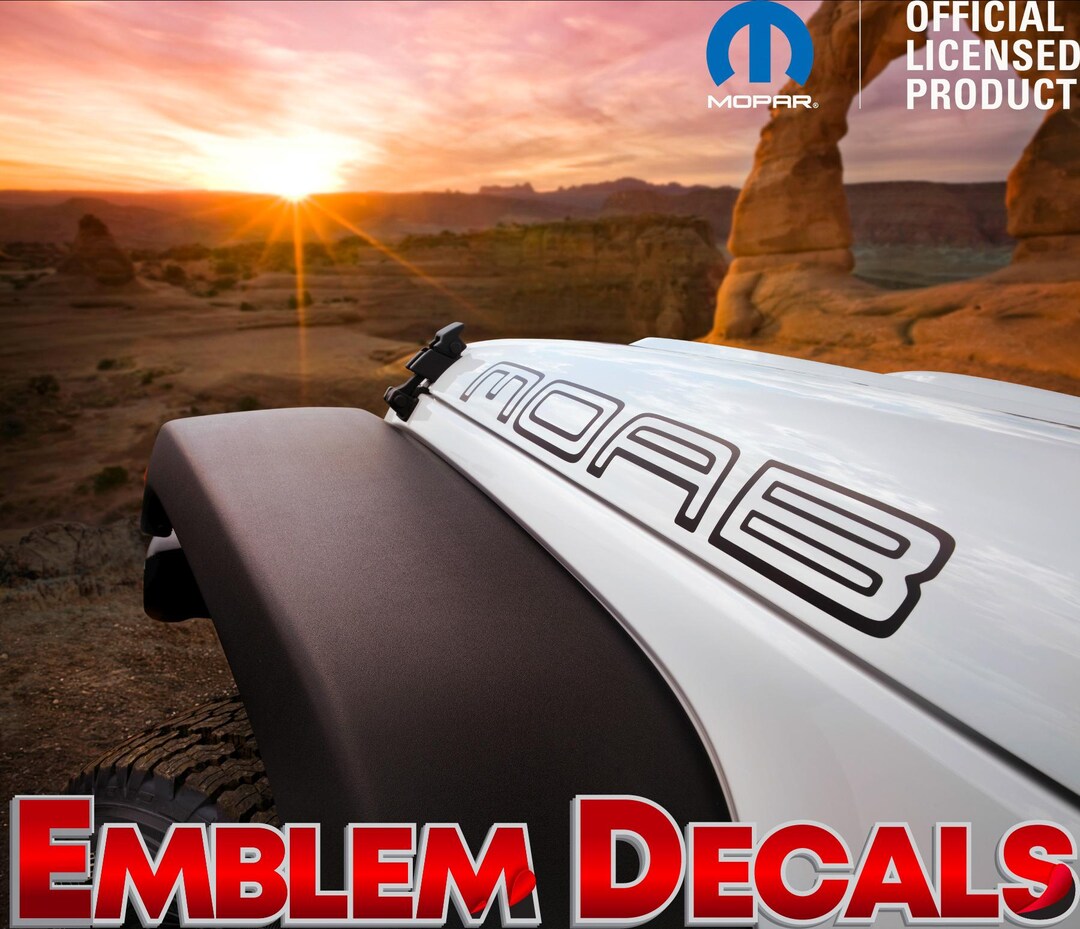 Jeep Wrangler MOAB Hood Decals 2018 2019 2020 2021 2022 2023 2024 2025 ...